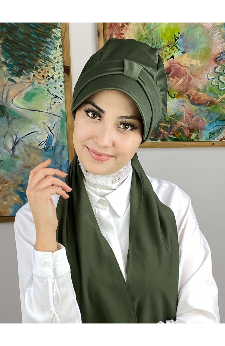 Henna Green Ready to Wear Turban 114MAYŞAP01-05 | Sefamerve