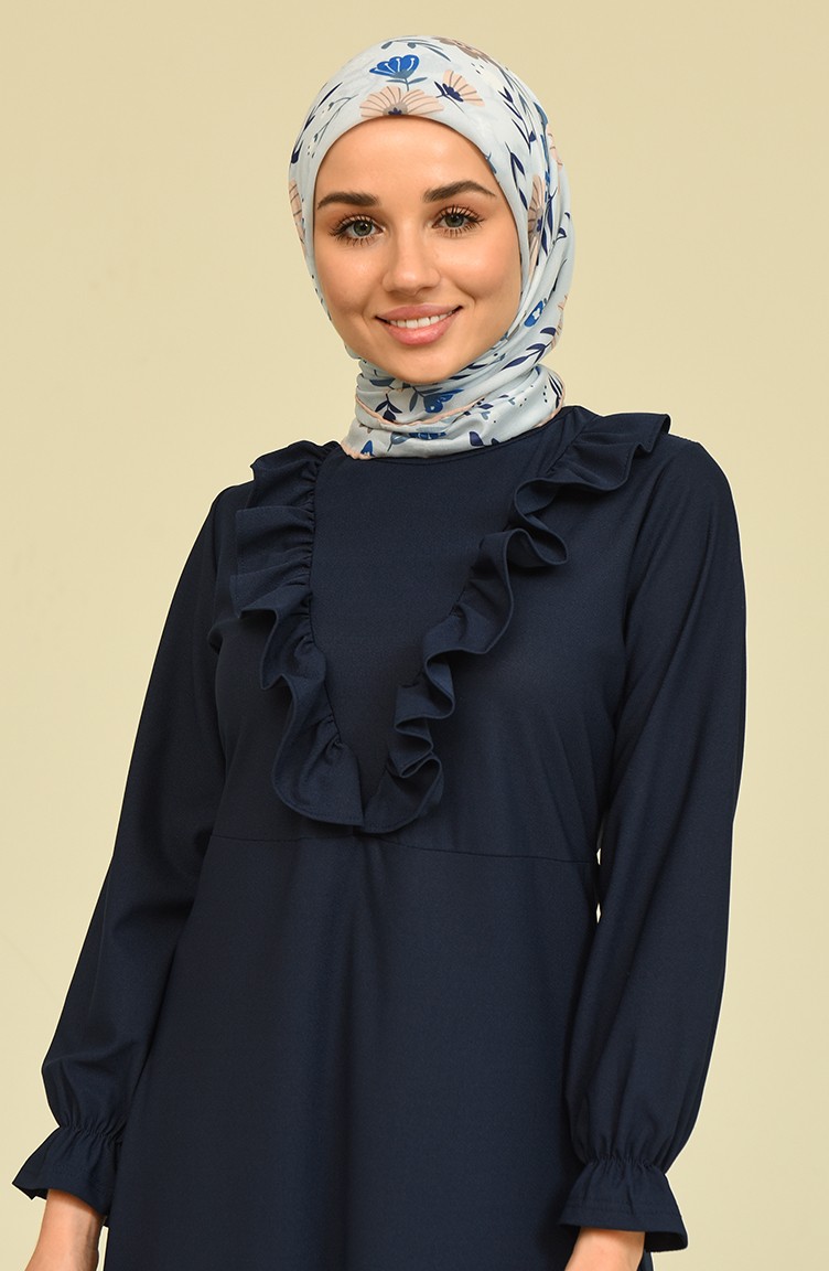 Navy Blue Hijab Dress 3273-04 | Sefamerve