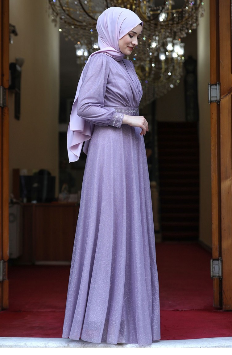 Violet Hijab Evening Dress 2611 | Sefamerve