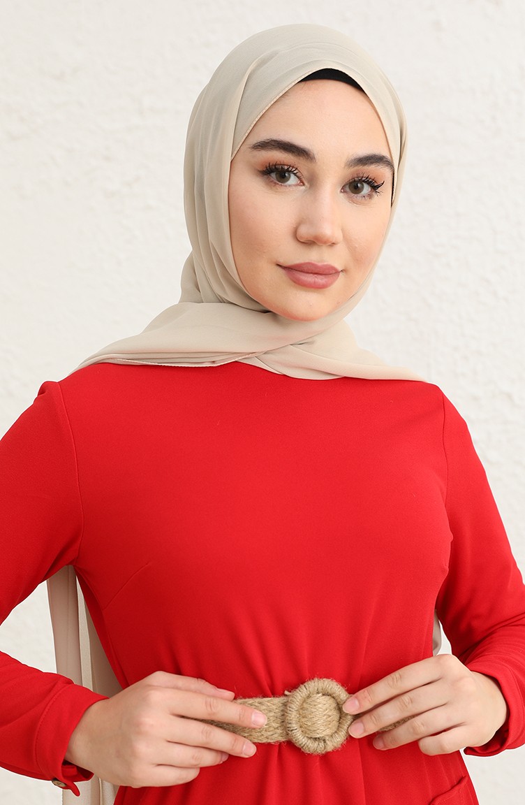 Red Hijab Dress 5804-04 | Sefamerve