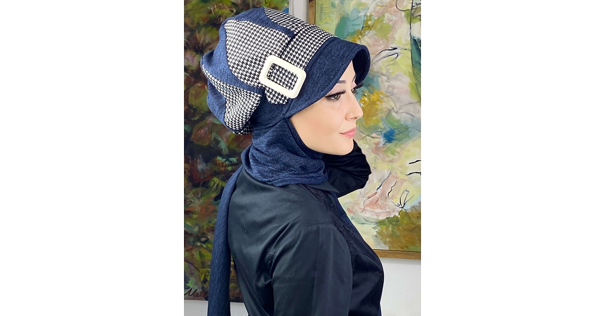 Navy Blue Ready to Wear Turban 244EYL22ŞPK-01 | Sefamerve