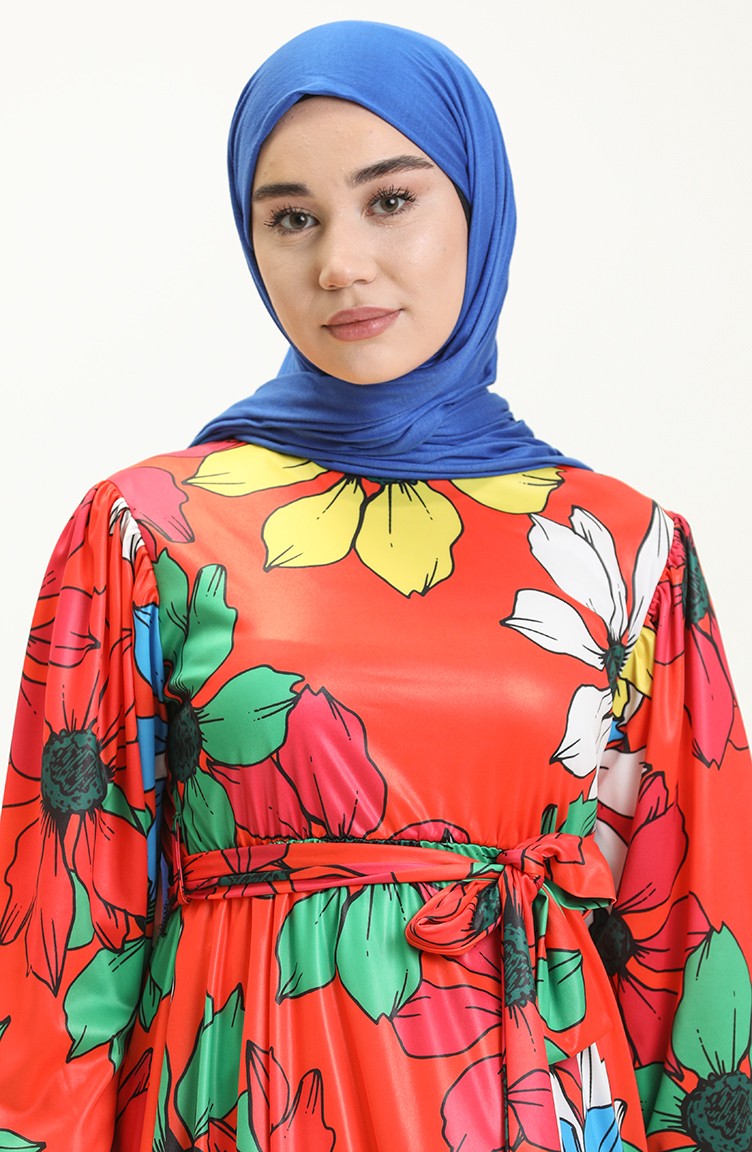 Orange Hijab Dress 10372-01 | Sefamerve