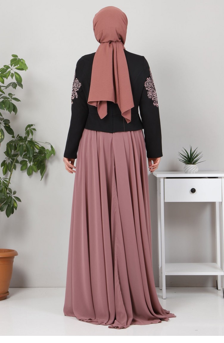 Dusty Rose Hijab Evening Dress 12424 | Sefamerve