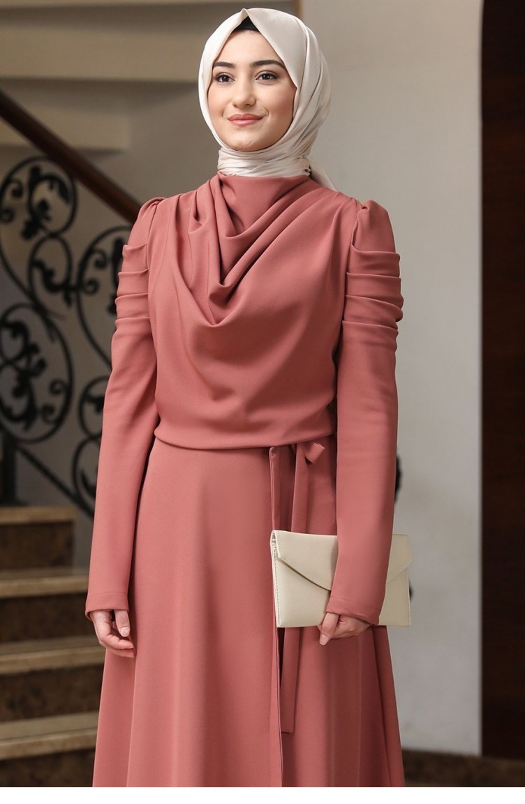 Brick Red Hijab Dress 129 | Sefamerve