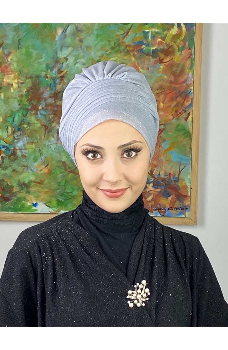 Saray Model Simli Yan Drapeli Dış Bone 34ARA181222-04 Gümüş Gri | Sefamerve