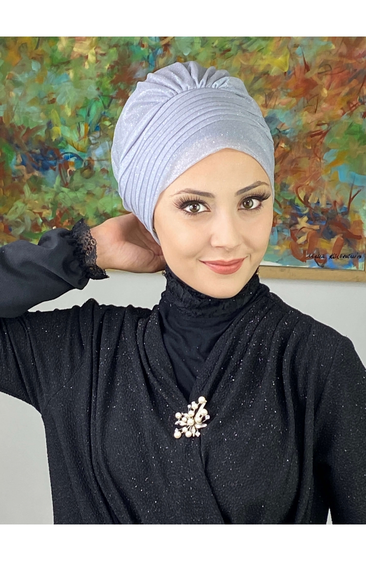 Saray Model Simli Yan Drapeli Dış Bone 34ARA181222-04 Gümüş Gri | Sefamerve