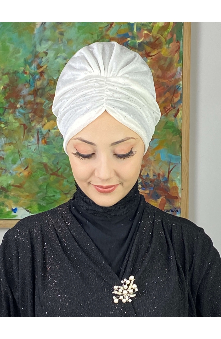 Sultan Model Glittered Gathered Outer Bonnet 20ARA181222-08 White ...