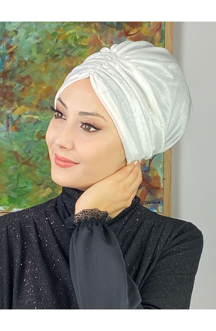 Sultan Model Glittered Gathered Outer Bonnet 20ARA181222-08 White ...