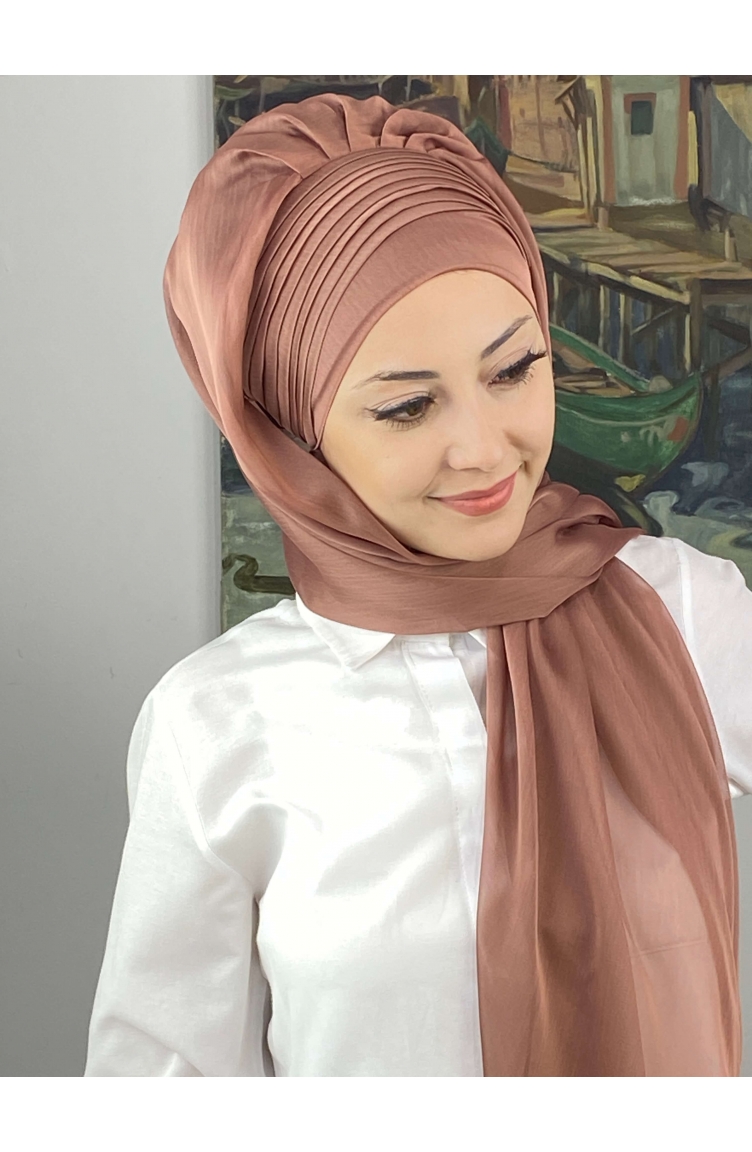 Milk Coffee Ready to Wear Turban 4YDSAL15-05 | Sefamerve