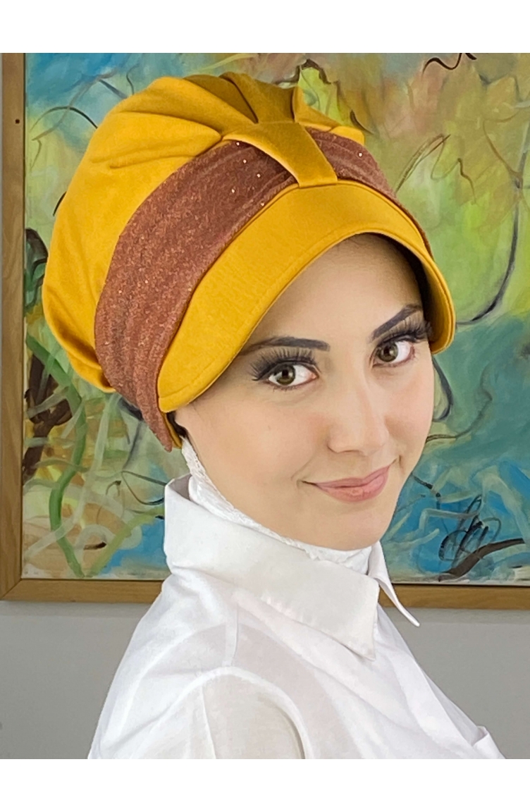 Mustard Ready to Wear Turban 19FSPK113-02 | Sefamerve