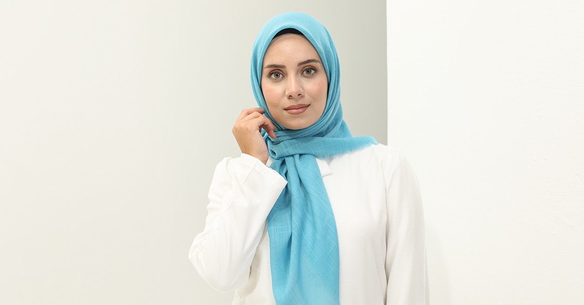 Plain Flame Scarf 2026-12 Ice Blue 2026-12 | Sefamerve