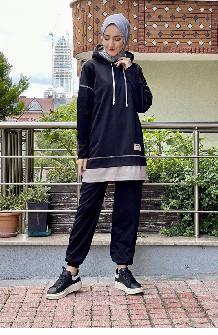 Double Hijab Suit 2020-02 Black 2020-02 | Sefamerve