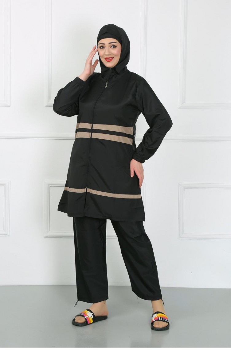 Akbeniz Plus Size Hijab Swimsuit Black 44020 4627 | Sefamerve