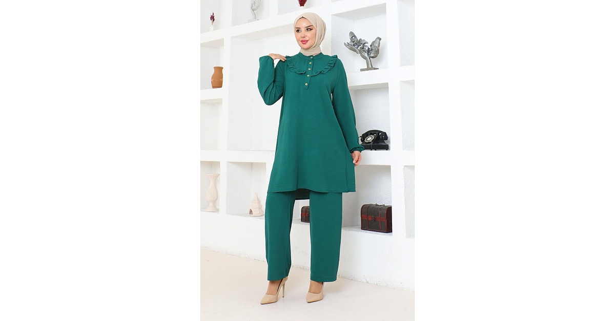 Bella Frilly Aerobin Suit 0073-02 Emerald Green 0073-02 | Sefamerve