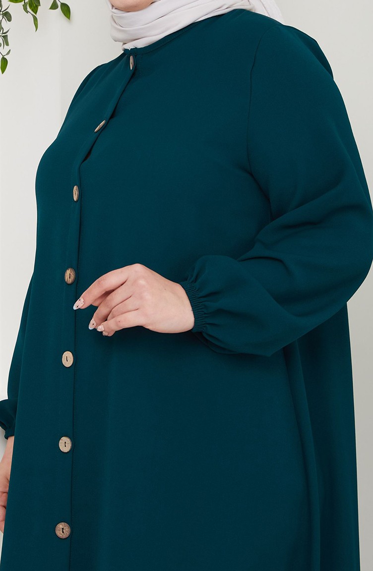 Büyük Beden Kolu Lastikli Düz Ferace 0713-02 Zümrüt Yeşili | Sefamerve