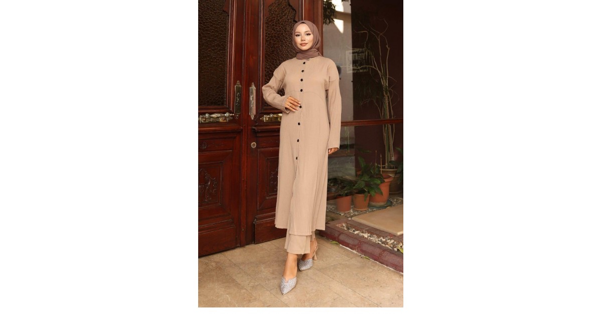 Long Mink Suit With Collar Detail 748 | Sefamerve