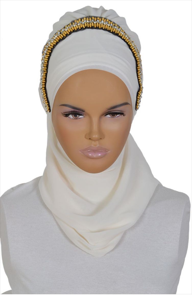 Cream Ready to Wear Turban 0009-22 | Sefamerve